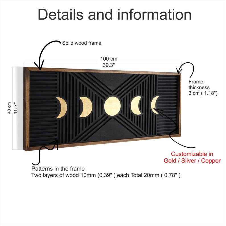Boho Wood Wall Art Wall Art Long Moon Phases Wood Wall Decor - Etsy