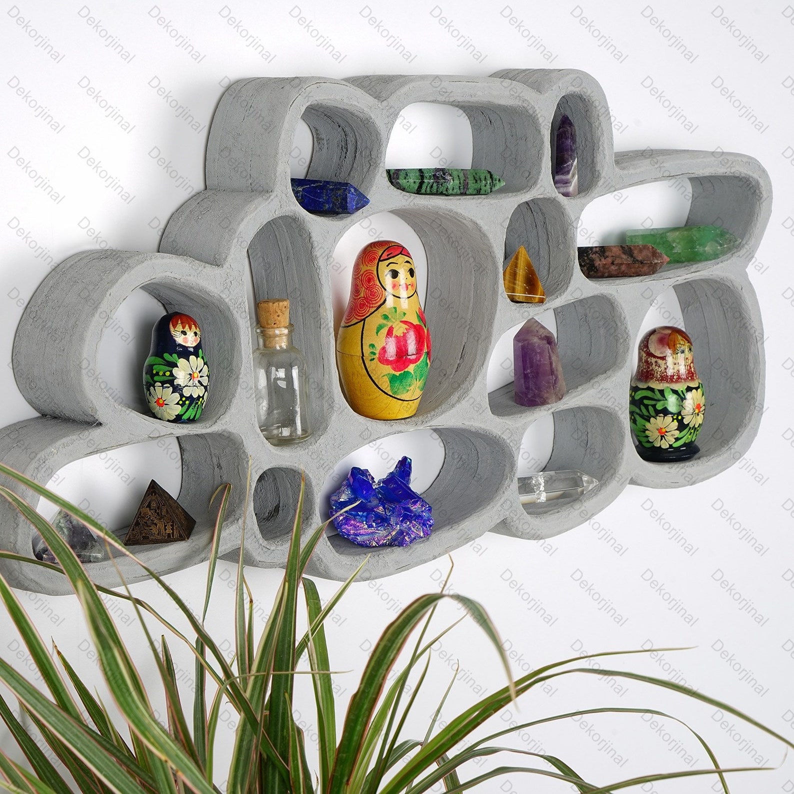 Concrete Effect Curiosities Shelf,oddities Display,wall Shrine,wall ...