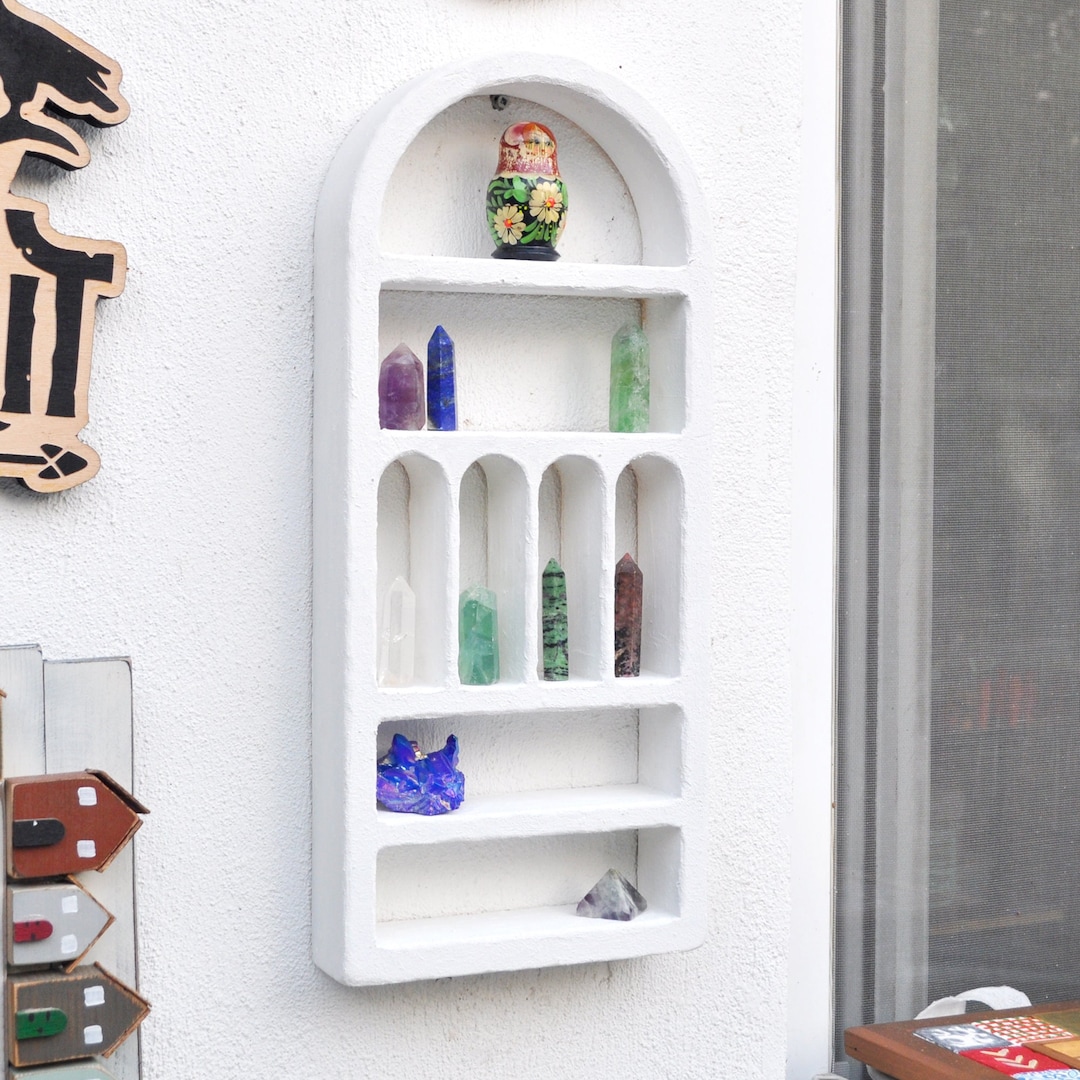 Concrete Texture Effect Curiosities Shelf,oddities Display,wall Shrine ...