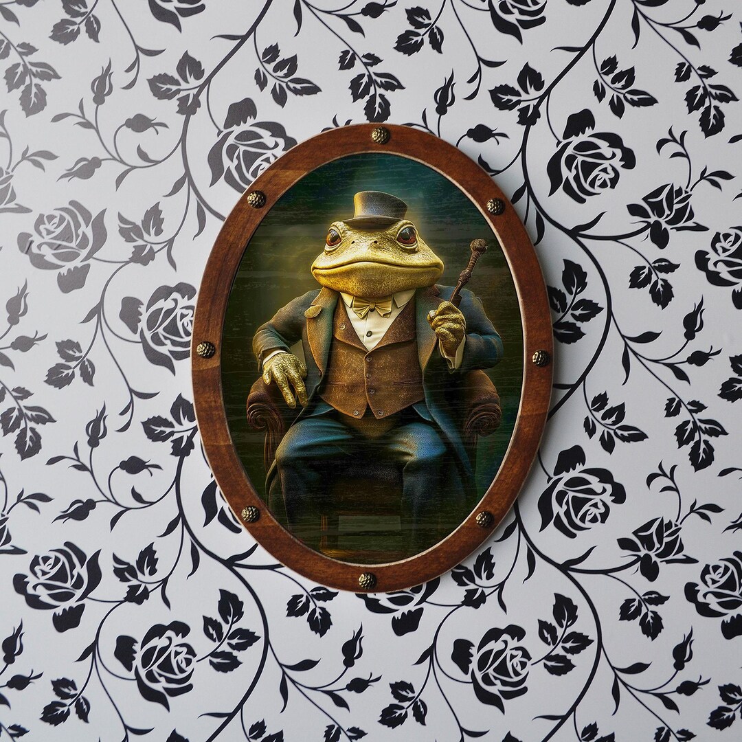 Todd the Frog Wall Art - Handcrafted Oval Frame With Black Accent ...
