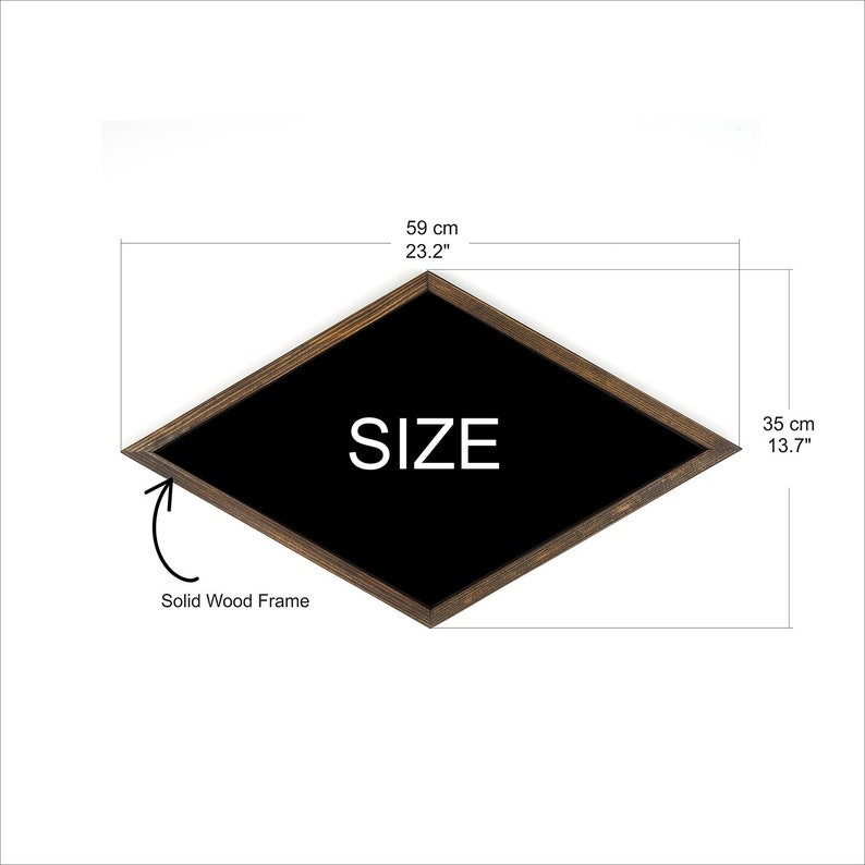 Wood Diamond Frame Moon Phases Wall Art, Wood Frame Boho Wall Decor ...