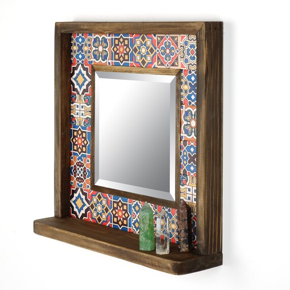 Natural Travertine Stone Wall Mirror and Wall Shelf | Etsy