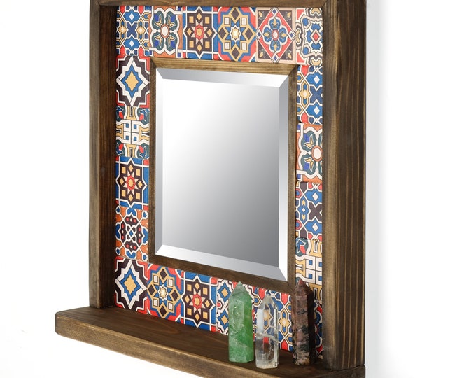 Natural Travertine Stone Wall Mirror and Wall Shelf - Etsy