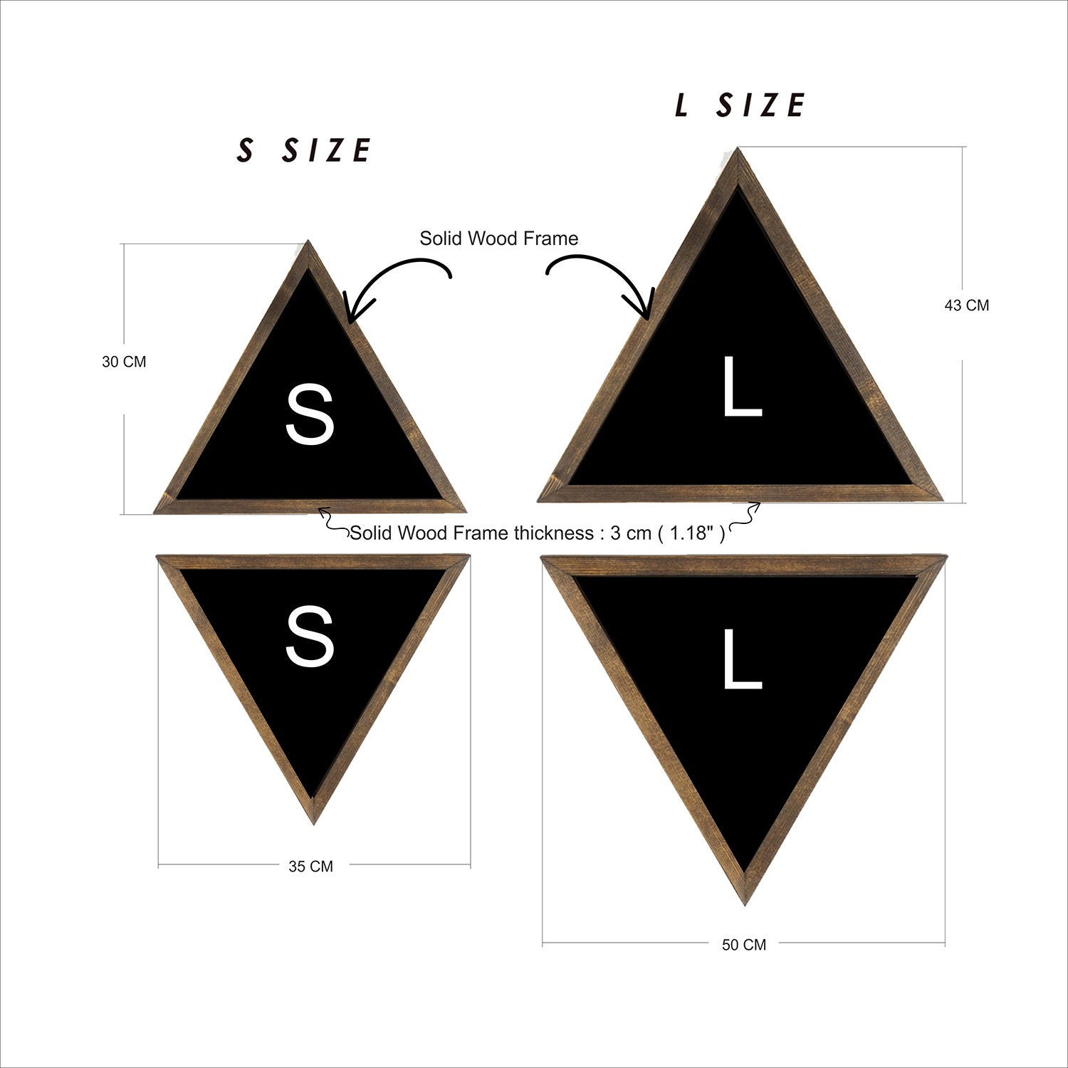 Solid Wood Triangle Frame Evileye- Sun and Moon Wall Art, Wood Frame ...