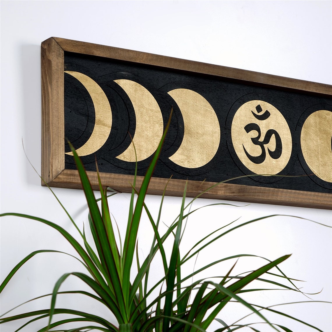 Phases of the Moon Wood Frame With OM Icon bohemian | Etsy