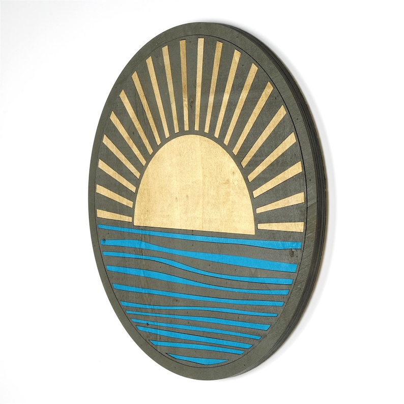 Geometric Sun Pattern Wall Art ,round Wall Art , Circle Wood Wall Art ...