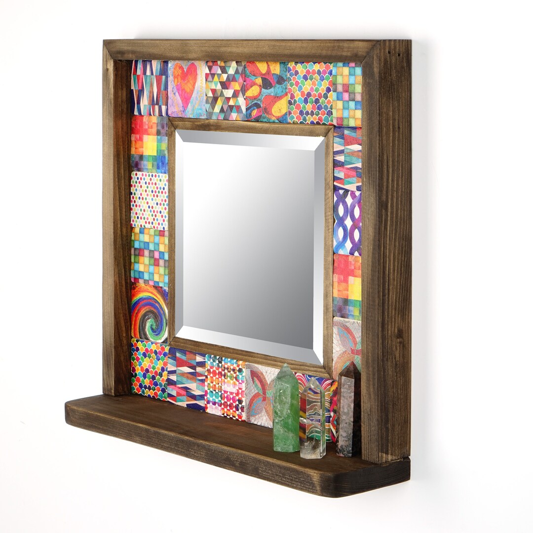 Natural Travertine Stone Wall Mirror and Wall Shelf - Etsy