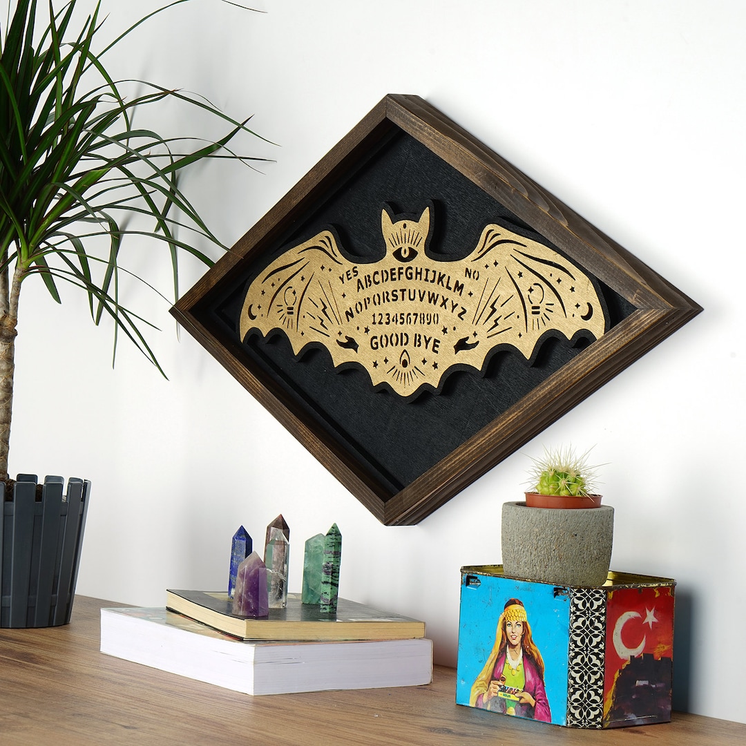 Solid Wood Diamond Frame Bat Wall Art, Wood Frame Boho Wall Decor ...