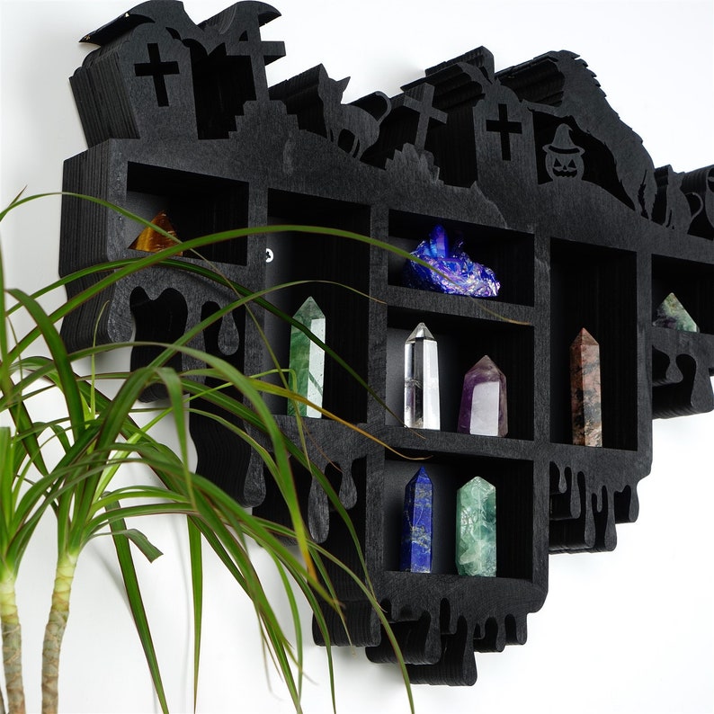 Wooden Cemetery Crystal Display Crystal Wall Shelf Gothic - Etsy