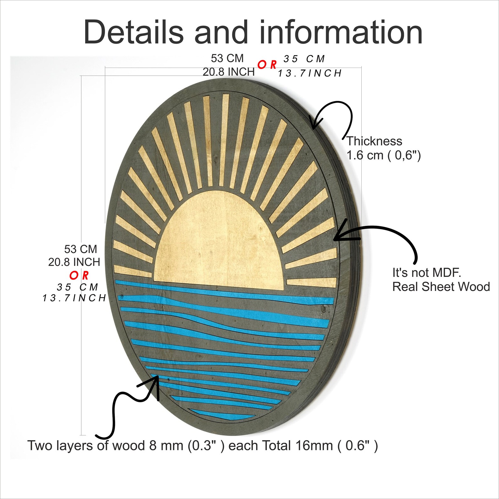 Geometric Sun Pattern Wall Art ,round Wall Art , Circle Wood Wall Art ...