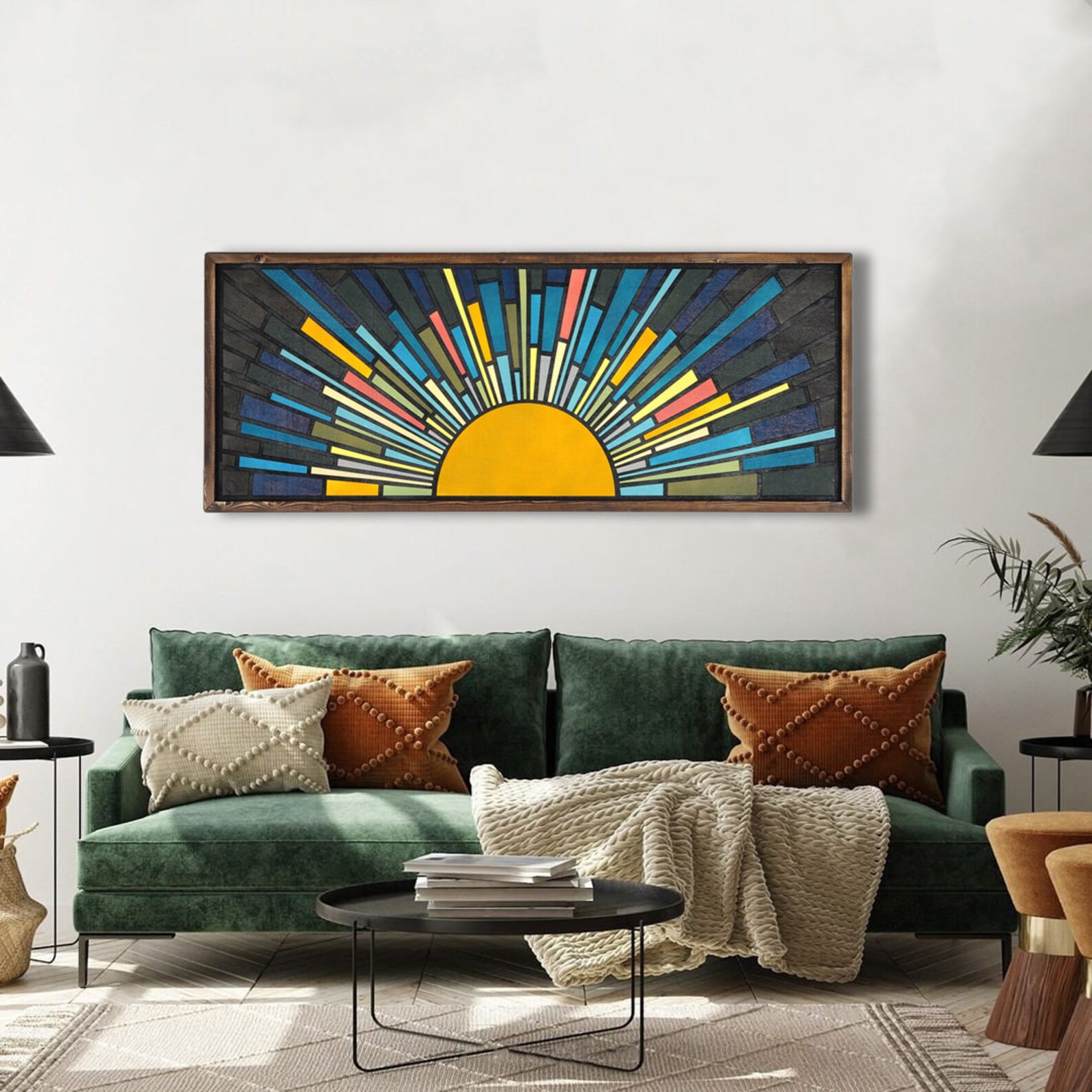 Sunrise Wood Frame Wall Art , Wood Wall Hanging , Panoromic Sunrise ...