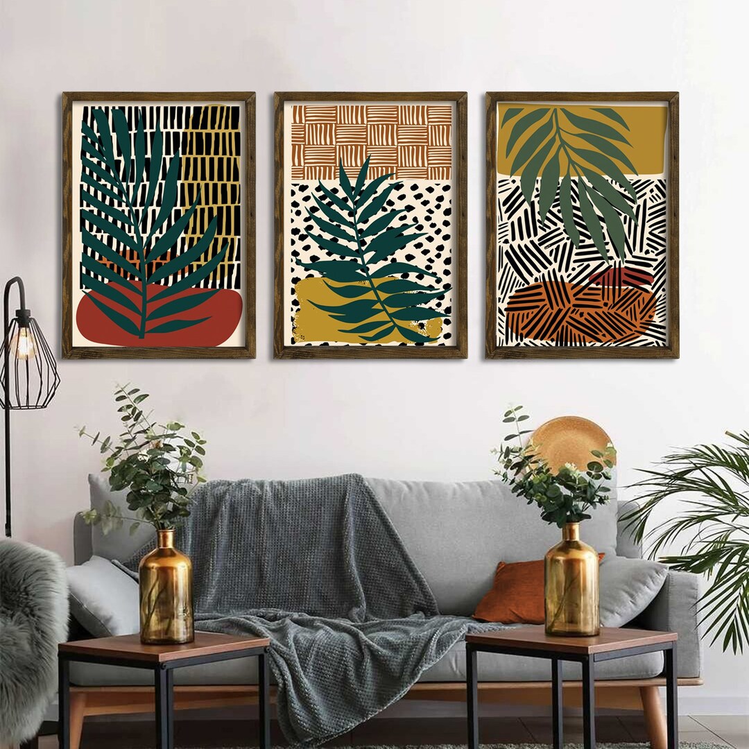 Leafs Wood Frame Wall Art,horizontal Large Wall Art,large Wall Art,boho ...