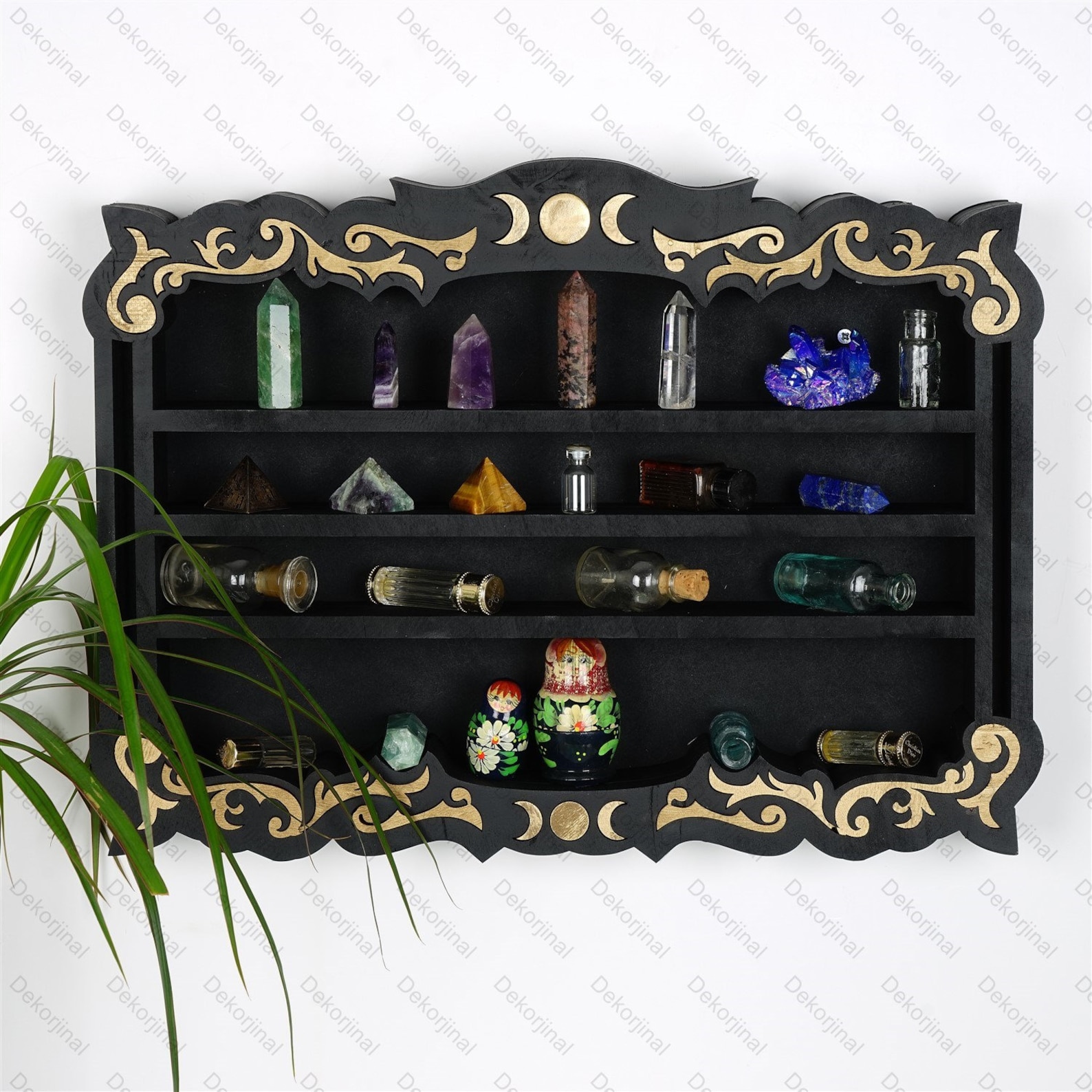 Wooden Altar Crystal Display, Gothic Wall Shelf, Crystal Wall Display ...