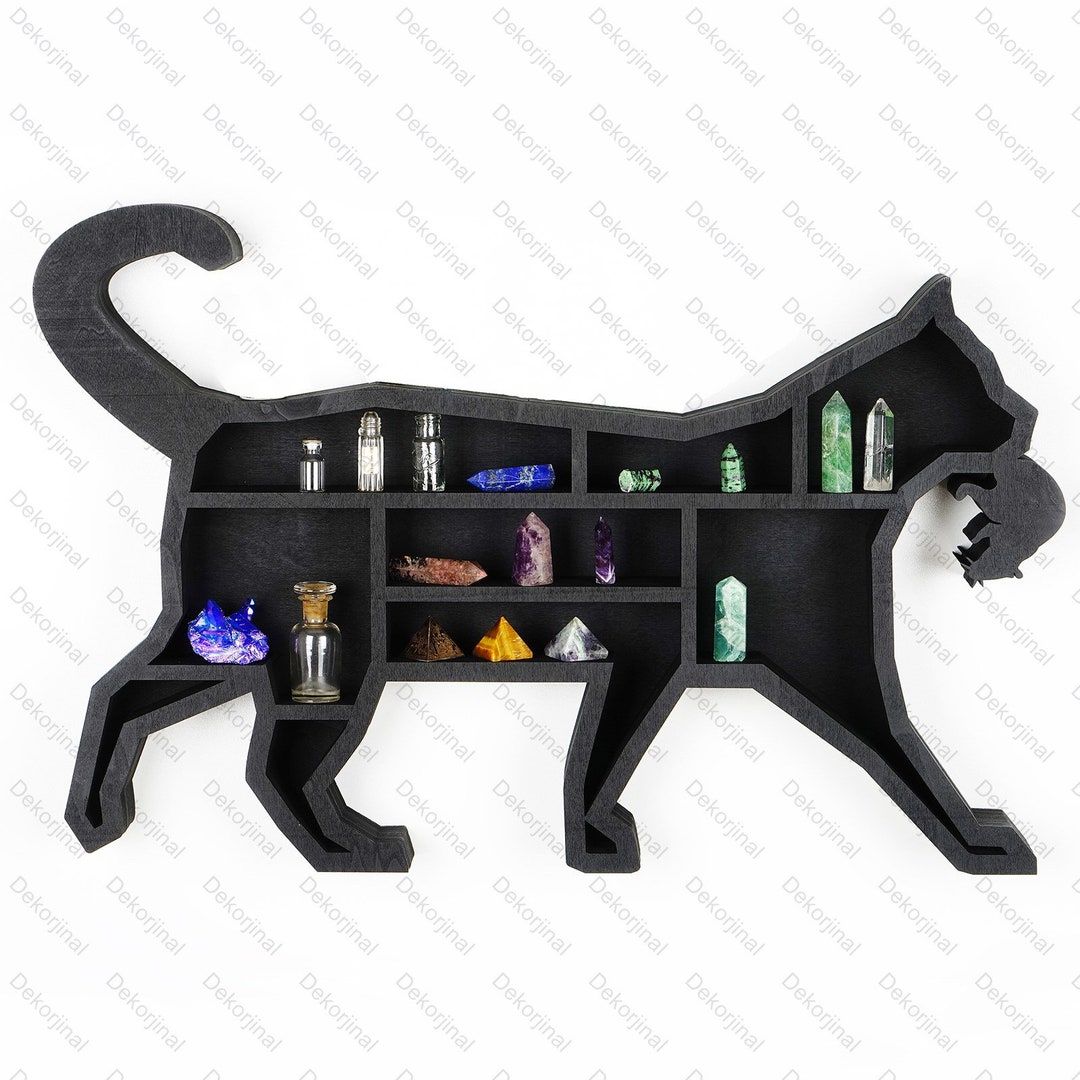 Black Cat Crystal Wall Shelf, Crystal Holder, Crystal Storage , Witch ...