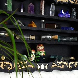 Wooden Altar Crystal Display, Gothic Wall Shelf, Crystal Wall Display ...