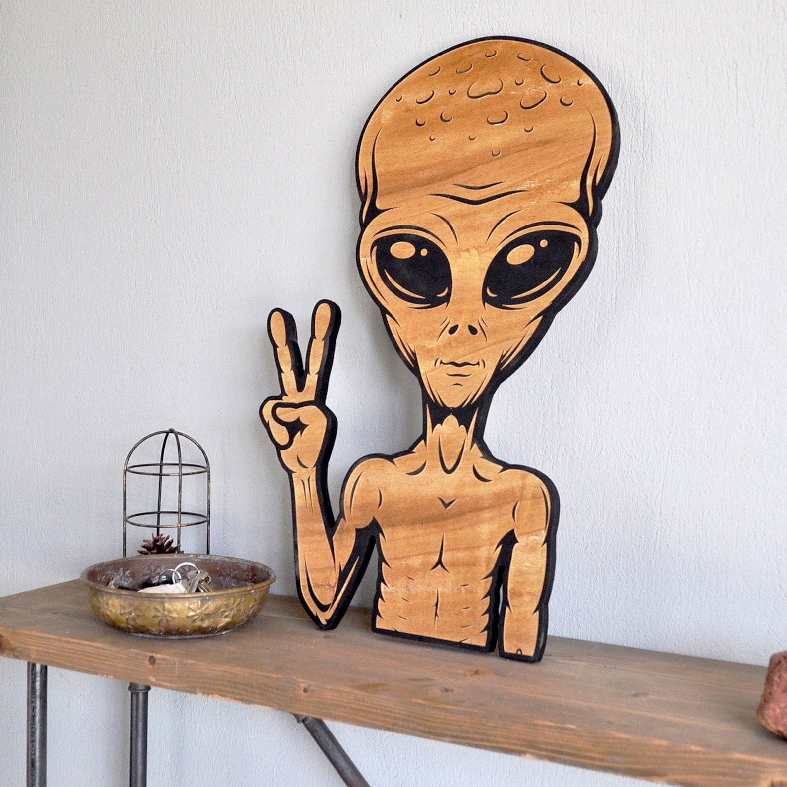 Alien Wood Engrave Wall Decor Engraved Wall Art Wall | Etsy UK