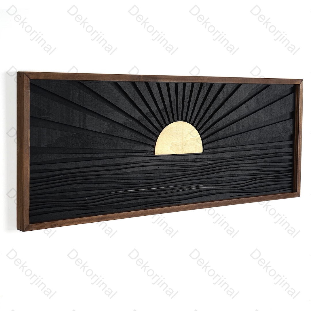 Boho Wood Wall Art, Wall Art Long Sun Wood Wall Decor Bedroom Wall ...