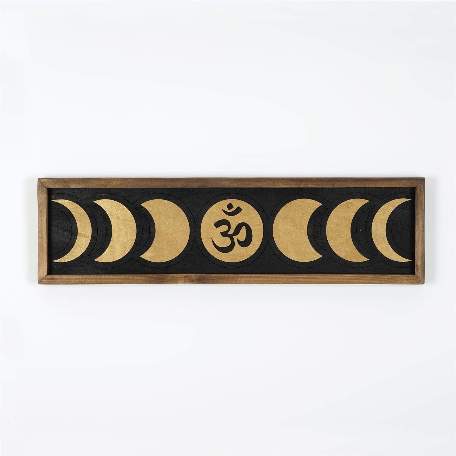 Phases of the Moon Wood Frame With OM Icon bohemian - Etsy