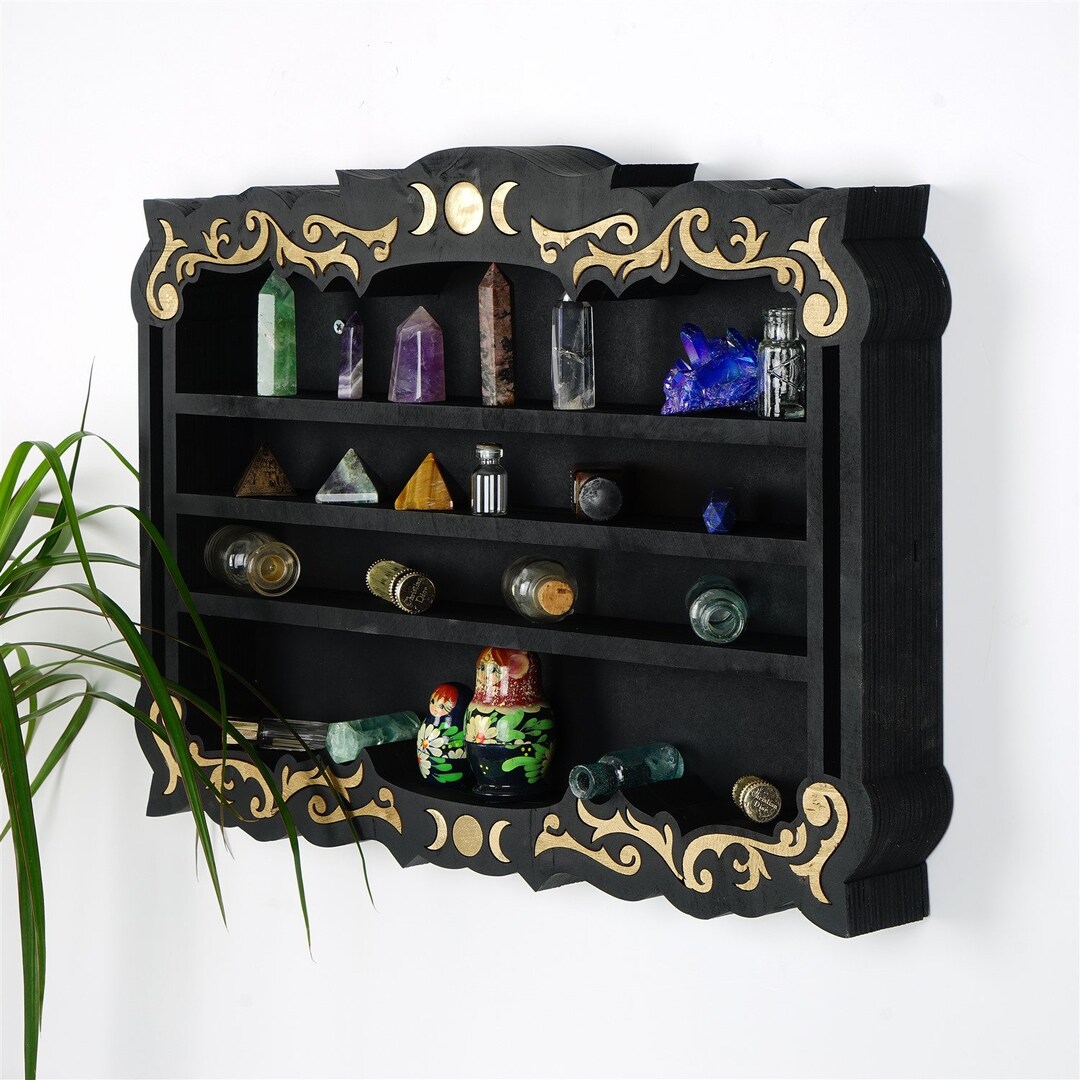 Wooden Altar Crystal Display Gothic Wall Shelf Crystal Wall - Etsy Canada