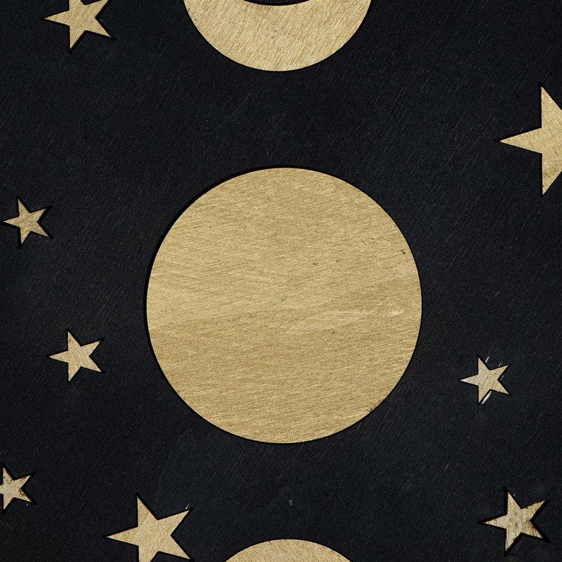 Wood Diamond Frame Moon Phases Wall Art, Wood Frame Boho Wall Decor ...