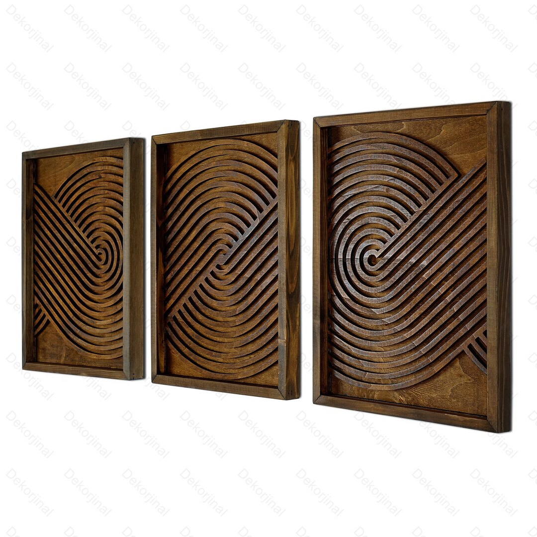 Large Geometric Wooden Wall Art Set ,geometric Wooden Wall Art Set ...