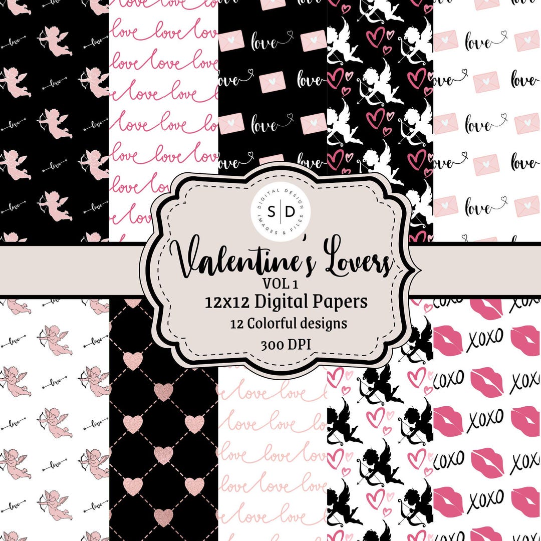 Valentines Lovers Vol 1 12 Pack, Valentine Cupid Lovers Theme Scrapbook ...