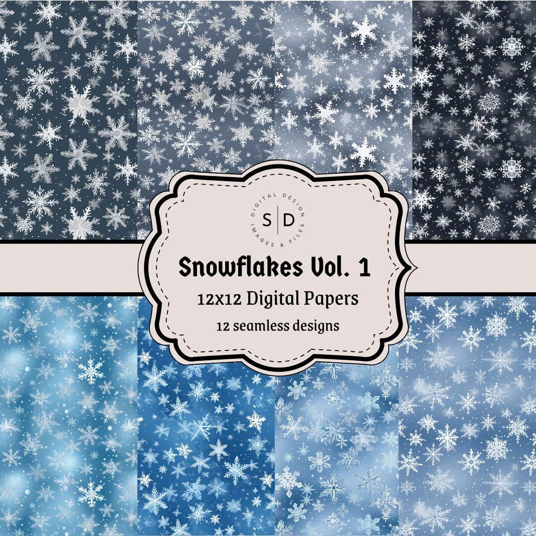 Blue Snowflake Digital Paper: Winter Wonderland Scrapbook Background ...
