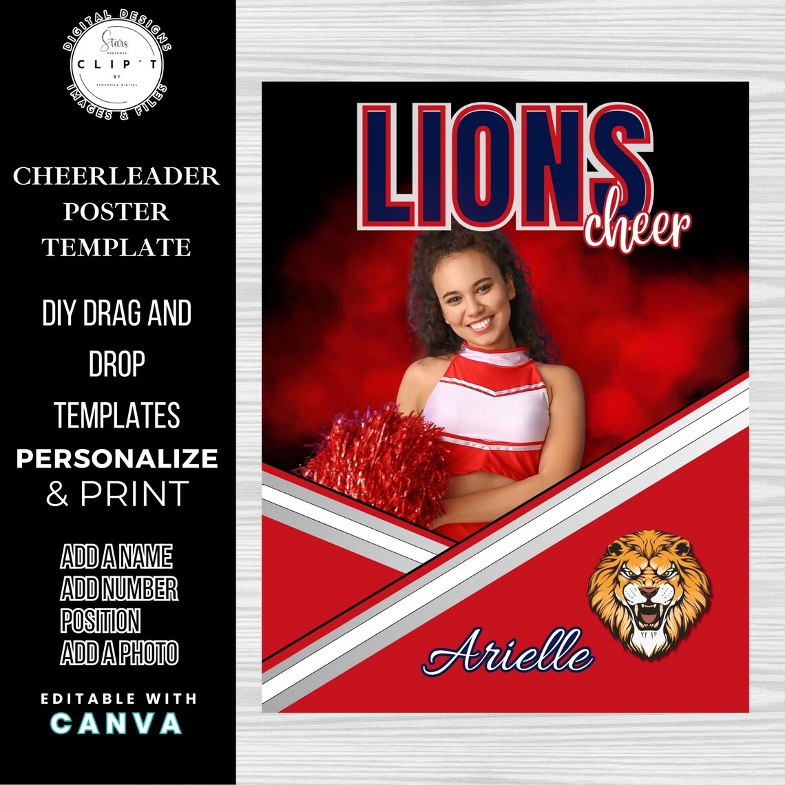 Cheerleader Canva Templates: Sports Posters, Senior Banners (digital ...