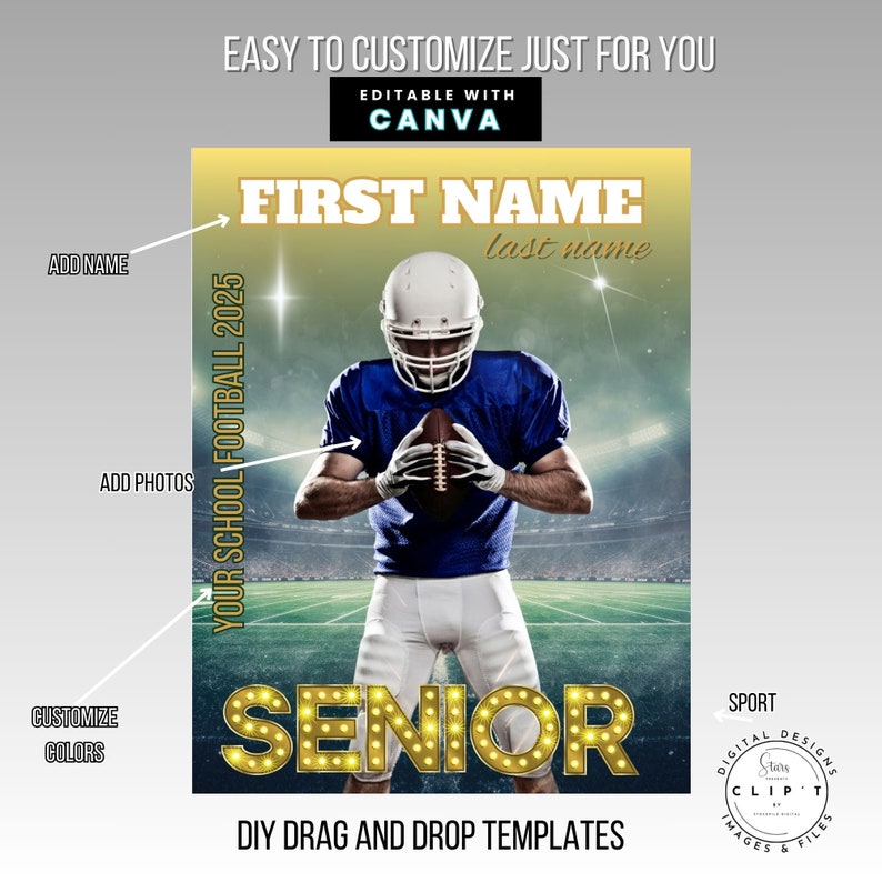 Football Canva Templates: Senior Banners, Cards, Posters (canva ...
