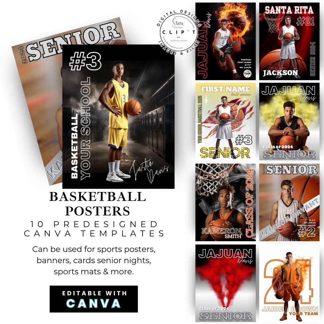 10 Basketball Canva Sports Templates Bundle | Create Custom Posters ...