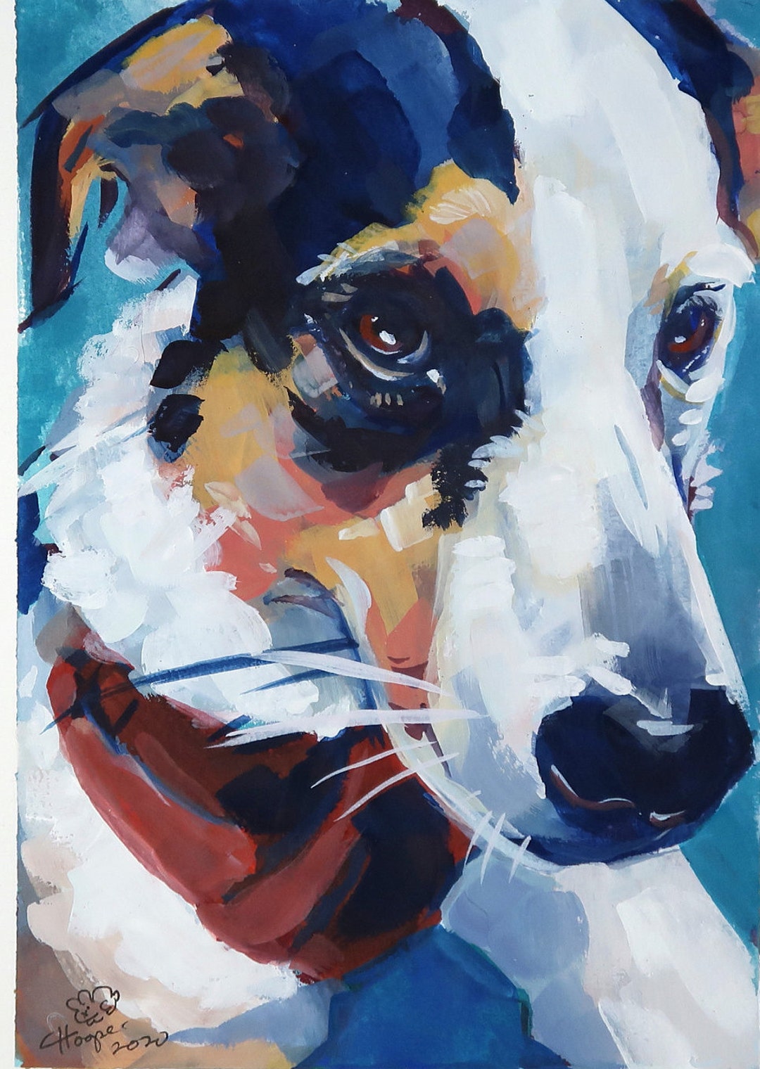 Pet Portrait Custom Dog Gouache Watercolor Painting - Etsy