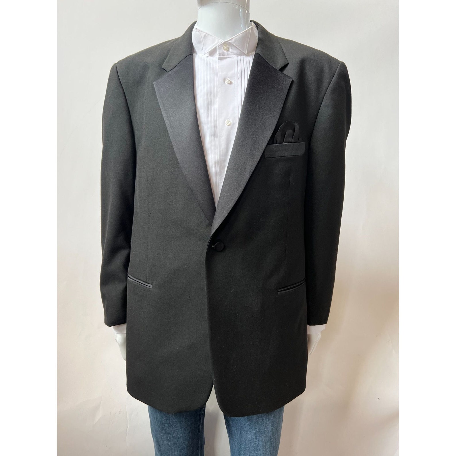 Gerald Austin Vintage Tuxedo Jacket 46R Black Polyester Wool Blend - Etsy