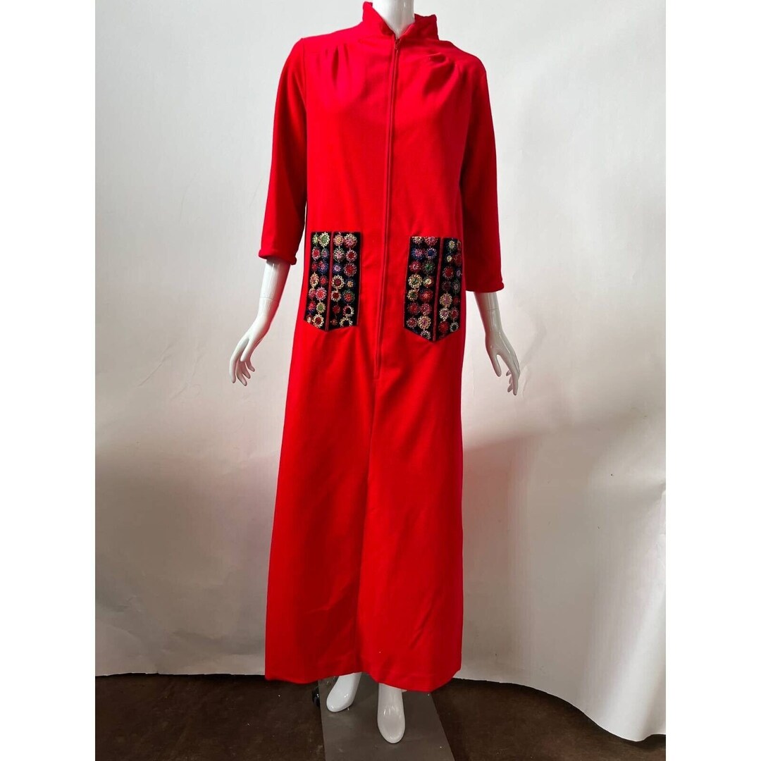 Vintage Henson Kickernick Robe Housecoat Sleepwear Red Pocket 3/4 ...