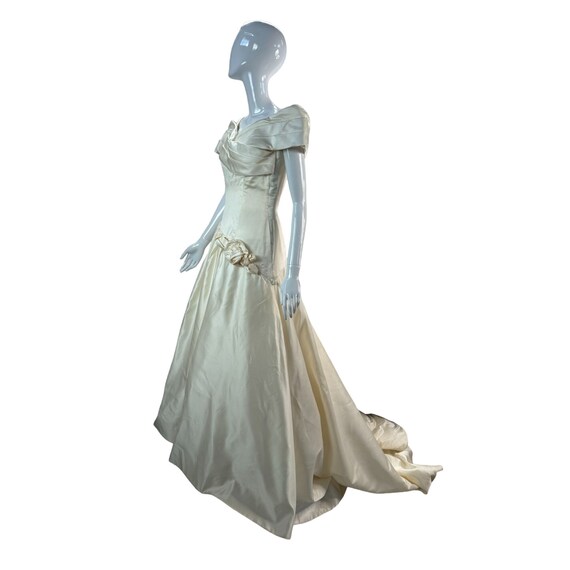 Vintage Scaasi Bride Wedding Dress Off-Shoulder Satin… - Gem