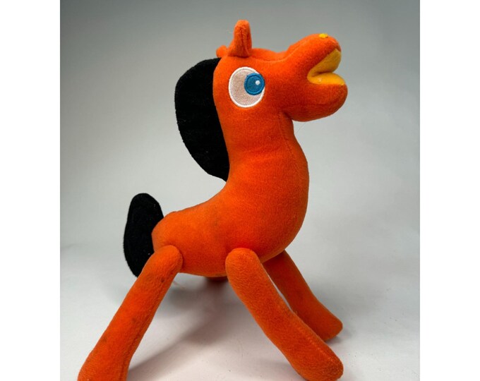 Vintage Gumby Pokey Horse Plush Toy by Prema 10" Orange & Black Stuffed ...