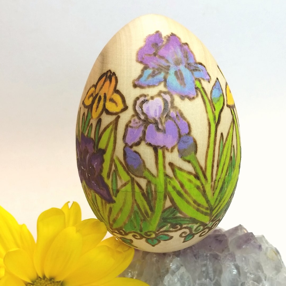 Made to Order, Spring Flower Garden Hollow Wooden Easter Egg // Wooden Egg // Waldorf Toy ...