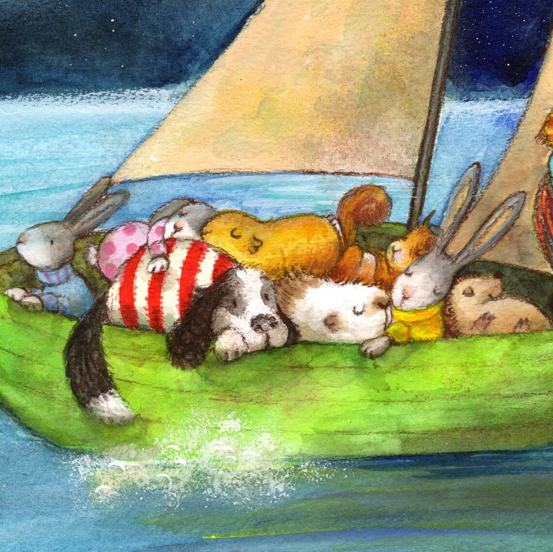 Owl and the Pussycat Nursery Rhyme A4 Colourful Artprint Children's ...