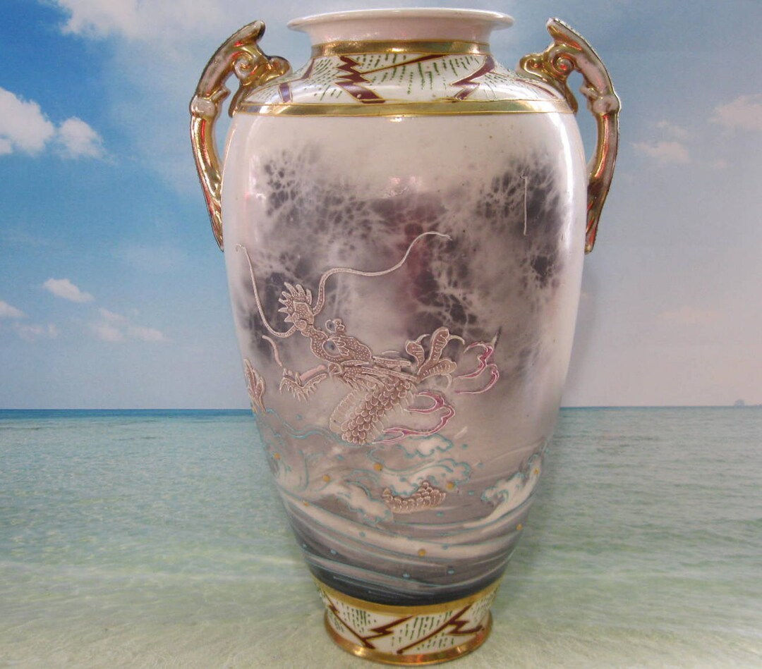 Large (12 3/4") Moriage Dragonware Vase, Made in Japan, Moriyama ...