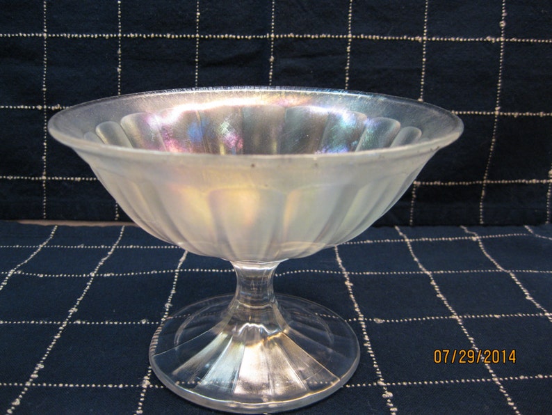 Imperial Stretch Glass Compote, Footed Bowl, Iris Ice Color, 1930's - Etsy