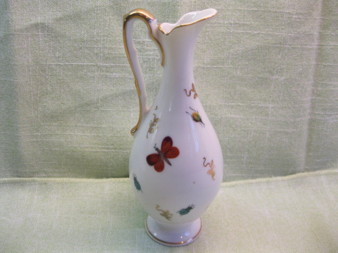 Pitcher/jug, Small, With Insects and Butterflies, Gold Leaves and Gold ...