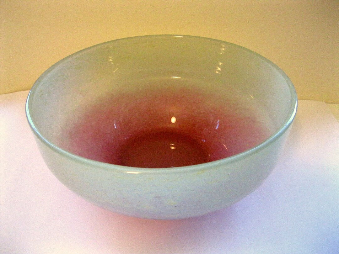 Vasart Glass Bowl, Scotland , Green and Rose, Softly Speckled, Pre 1956 ...