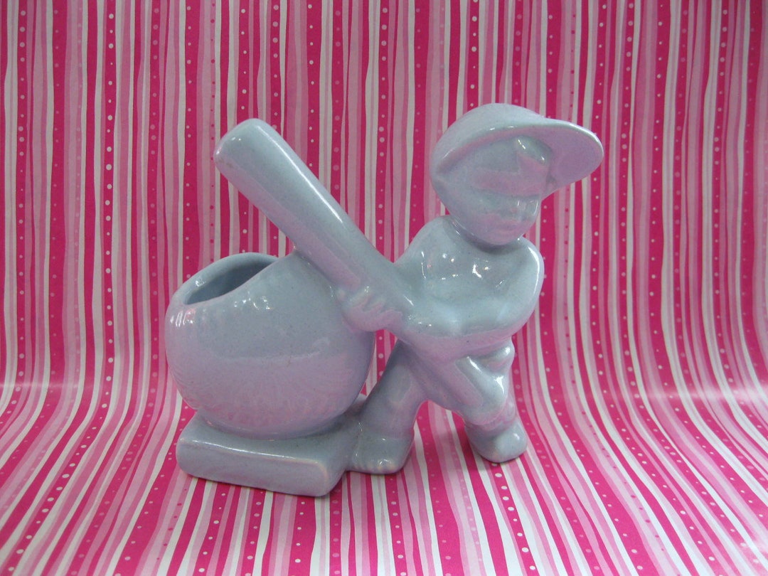 Haeger Pottery Baby Baseball Player Blue Planter - Etsy