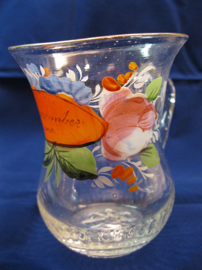 Antique Glass remember Me Mug Enamel Painted - Etsy