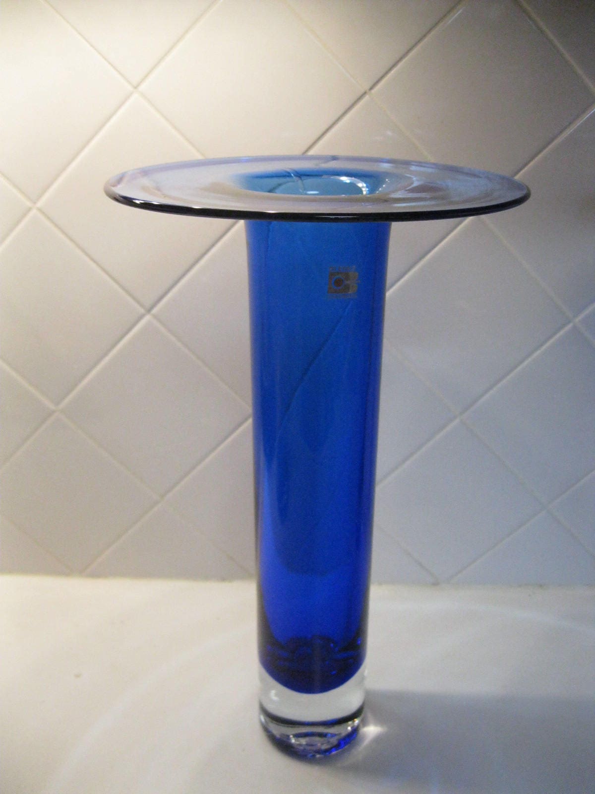 Blenko Glass, Don Shepherd, Two 826L Tall Flat Top Cylinder Vases ...
