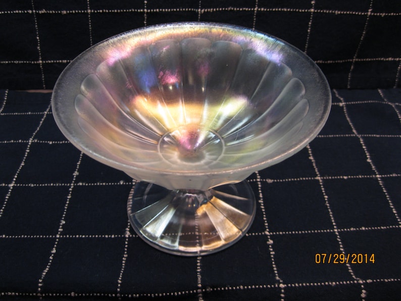 Imperial Stretch Glass Compote, Footed Bowl, Iris Ice Color, 1930's - Etsy