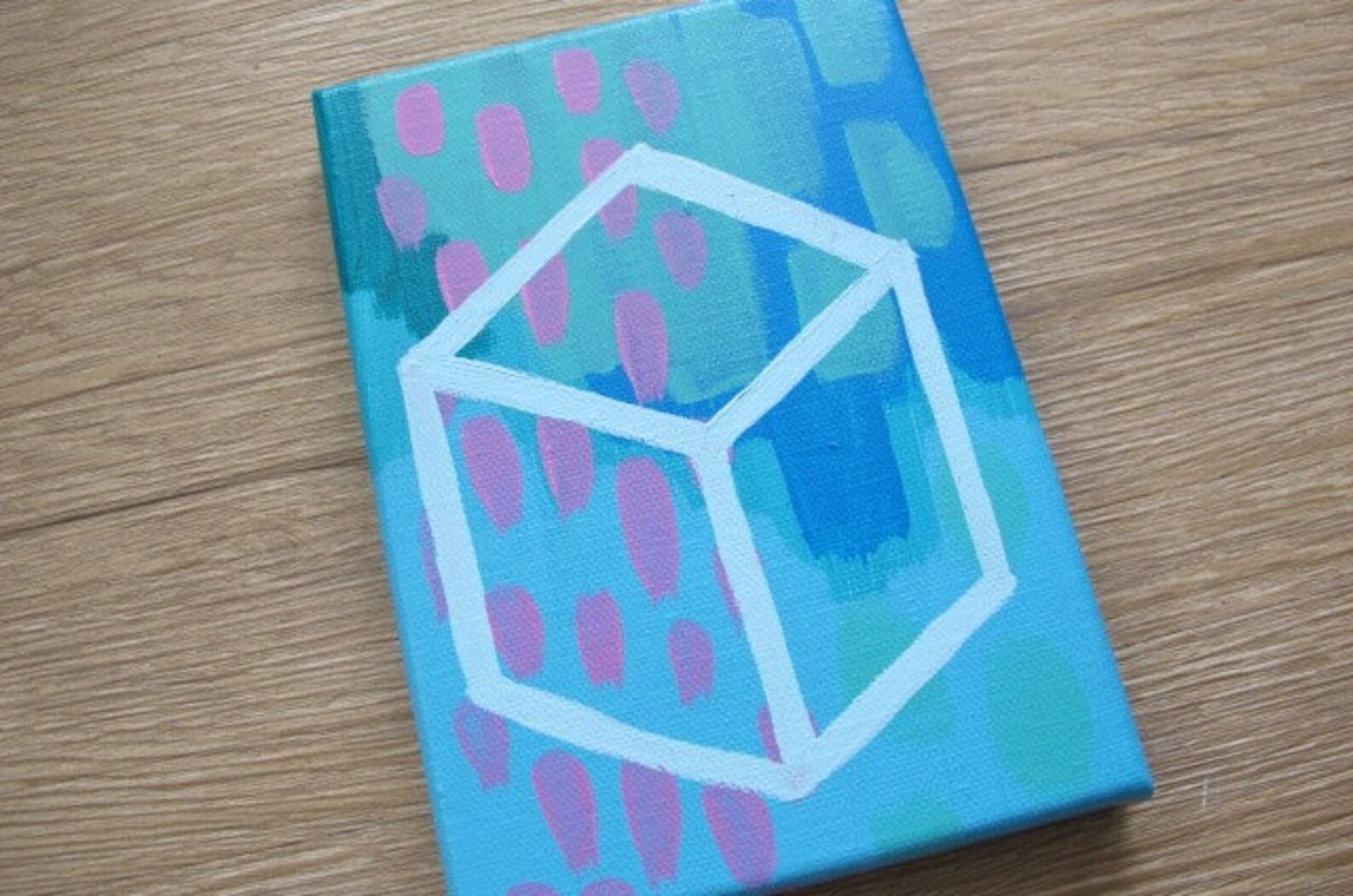 Abstract Cube Small Painting 5 X 7 - Etsy