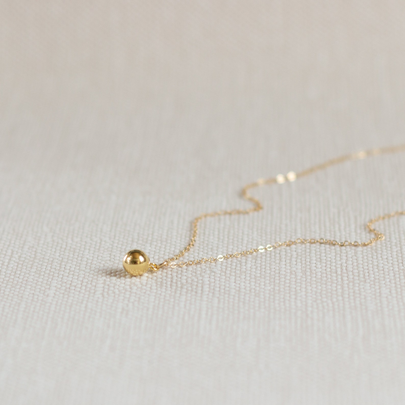 Small Gold Ball Necklace Tiny Ball Necklace Simple Pendant | Etsy