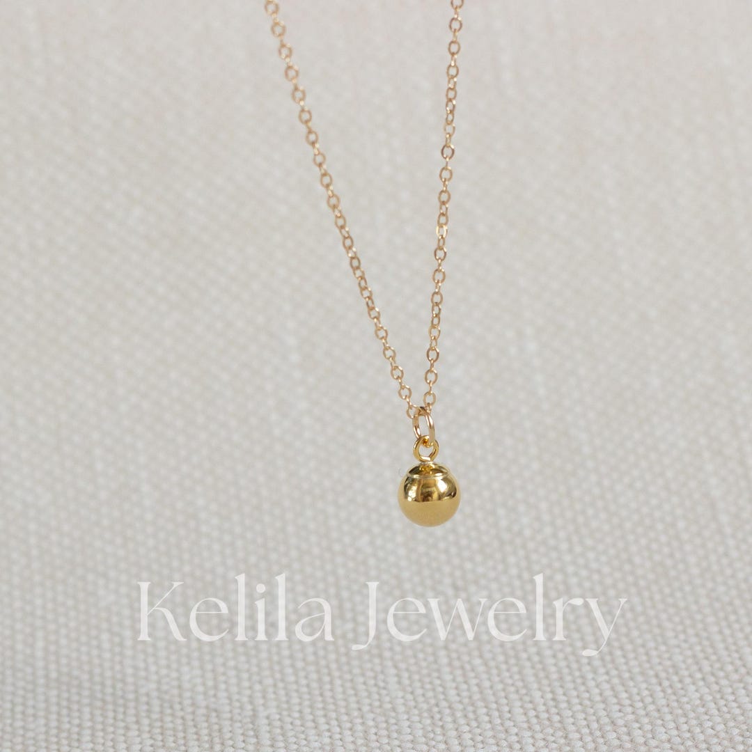 Gold Chain With Ball Pendant, Golden Ball Chain, Gold Chain With Small ...