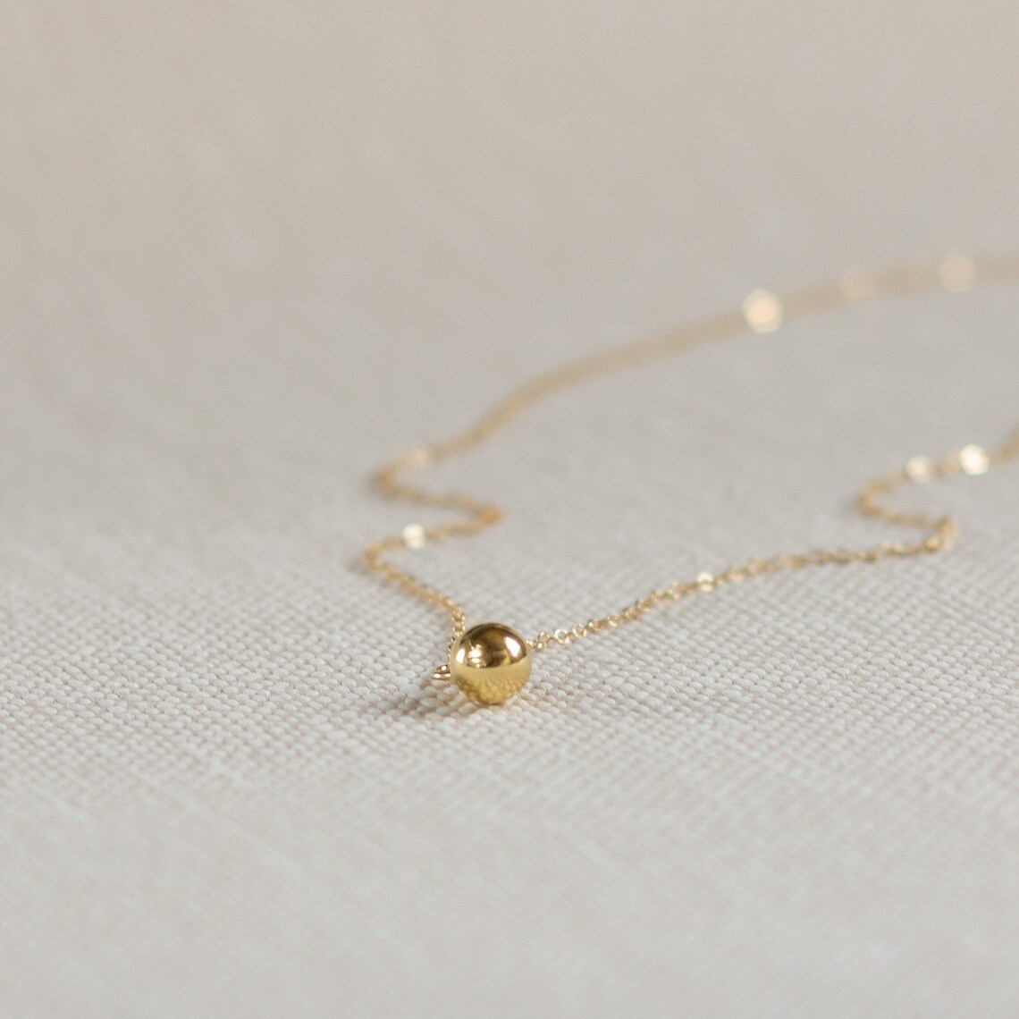 Small Gold Ball Necklace Tiny Ball Necklace Simple Pendant | Etsy