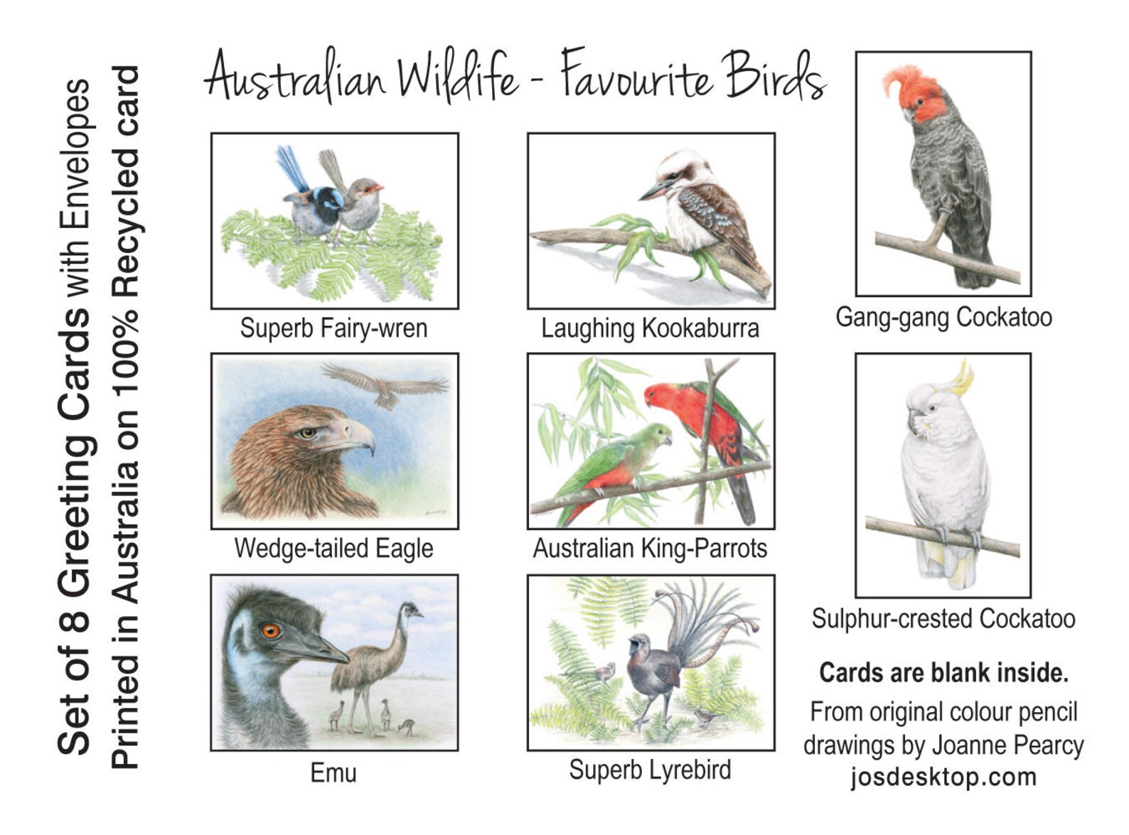 Australian Favourite BIRDS GIFT BOX of 8 Greeting Cards With | Etsy ...